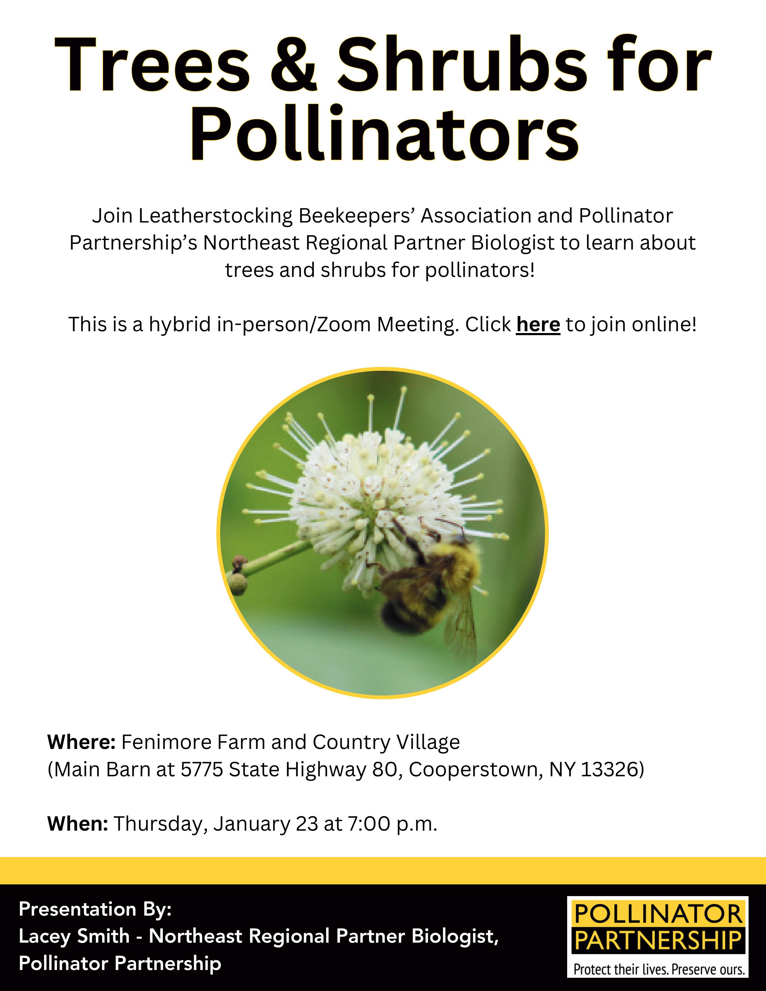 Trees and Shrubs for Pollinators at the January Meeting ...